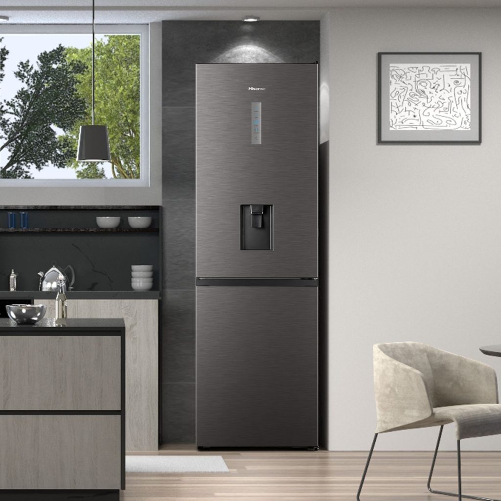 Hisense 298L Bottom Freezer Fridge with Water Dispenser-Titanium Inox ...